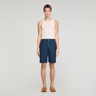 Sandro Short en denim motif Square Cross