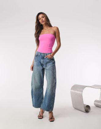 Good American Formender, tr&auml;gerloser Korsett-Body in Berry Sorbet-Rosa