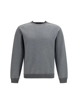 Loro Piana Mens Crew Neck Sweatshirt Whitney Melange Smoke Grey Cotton Sweatshirts Sweater