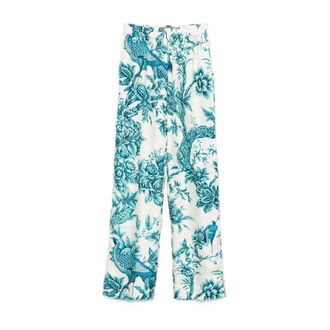 F.R.S. For Restless Sleepers F.r.s For Restless Sleepers, Femme, Pantalons, Bleu, Taille: 44 FR Pantalon Bleu &agrave; Imprim&eacute; Floral avec Poches