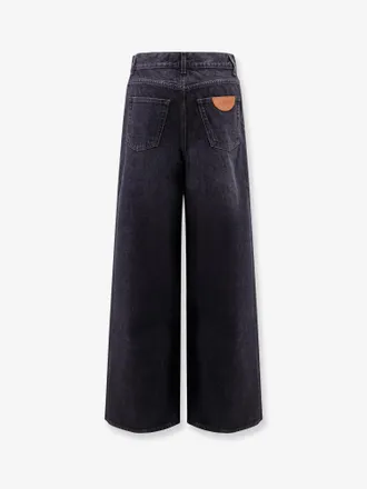 Chlo&eacute; Womens Jeans With Iconic Leather Logo Tag Black Cotton