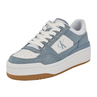 Calvin Klein Damen Alondra Sneaker, White/Medium Blue Denim Logo 420, 37 EU