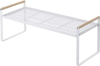 Dioche Aufbewahrungsregal-Organizer f&uuml;r K&uuml;chenschrank - Multifunktionales 2-st&ouml;ckiges Regal mit Holzgriff, Hochwertiges Metall- und Netzdesign, Ideal Zum Org