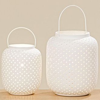 Boltze Lampe Laterne H22cm. Porzellan weiss