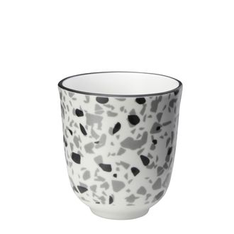 ASA Selection TERRAZZO - Becher - Keramik - Weiss/Schwarz - Ø 7,5 cm x H: 8 cm