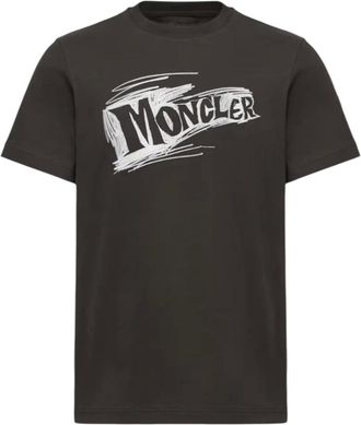 Moncler T-shirt en coton avec logo Sketch - Homme - Tops - Noir - Taille: 2XL