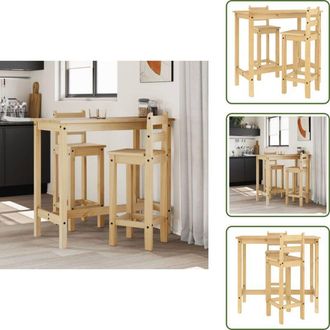 vidaXL 3-tlg. Bar-Set Massivholz Kiefer - Kiefernholzm&ouml;bel - Bartisch - Barst&uuml;hle - K&uuml;cheninsel - Wohnbereich