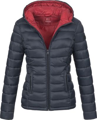 Marikoo Damen Jacke Steppjacke Herbst Winter Übergangsjacke gesteppt B651 [B651-Luc-Navy-Gr.XXL]