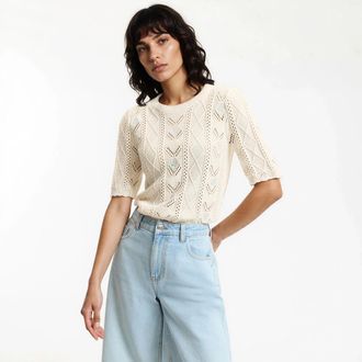 La Redoute Collections Pull Col Rond En Fine Maille Pointelle