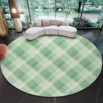 Generic Tapis Rond de Salon Luxe Plaid r&eacute;tro Minimaliste pour Salle &agrave; Manger Bureau Lavable en Machine et Poil Court 120 cm (Round) Tapis Chambre avec Dos Ant