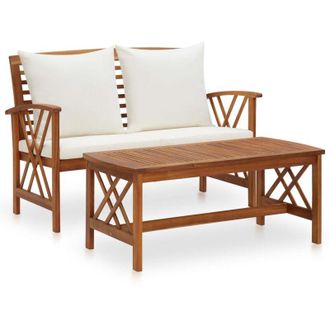 vidaXL Salon de jardin 2 pcs avec coussins Bois dacacia solide