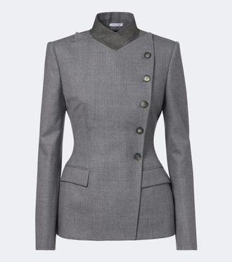 Alexander McQueen Veste en tweed de laine &agrave; rayures