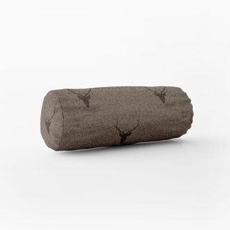 Sch&ouml;ner Leben Kissenh&uuml;lle Jacquard Hirschkopf mit Geweih braun, Gr&ouml;&szlig;e:15x40cm (&Oslash;xB) Nackenrolle