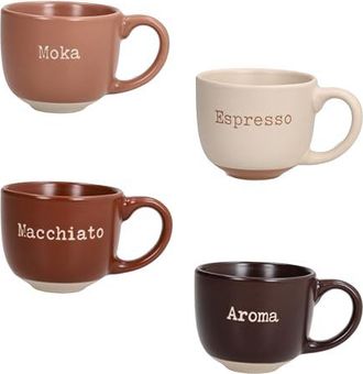 Tognana Set mit 4 Kaffeetassen ohne Untertasse 100 cc Barista, New Bone China, Mehrfarbig