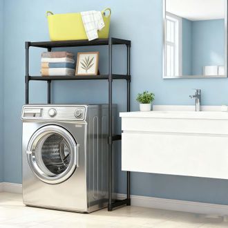 Generic Ablage &uuml;ber Waschmaschine und Trockner - Robustes Metallregal mit Kippsicherung, besonders stabil for Waschk&uuml;che und Balkon(Black)