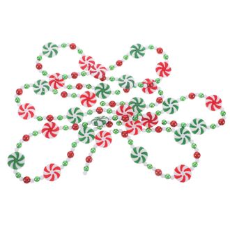 NUOBESTY H&auml;ngende Acryl Pfefferminzbonbon Girlande 2m Bruchfest Rot Gr&uuml;n Weihnachtsbaum und Kamin Dekoration Zuschneidbar Festliche Weihnachtsperlengirlande