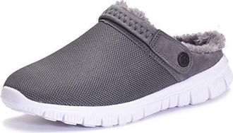 Eagsouni Chaussons Femme Homme Hiver Chaudes Peluche &eacute;tanche Pantoufle de Maison Sabots dInt&eacute;rieur Ext&eacute;rieur Antid&eacute;rapant Confort Chaussures,Gris Style A,46 EU