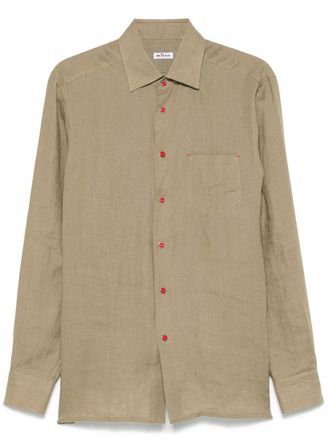 Kiton chemise en lin - Marron