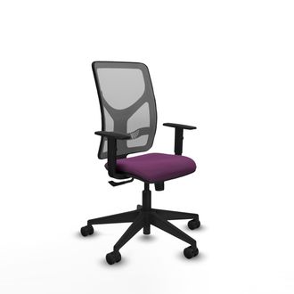 Piqueras y Crespo Arbeitsstuhl mit 1D-Armen, h&ouml;henverstellbare Lendenwirbelst&uuml;tze, ausgestattet mit 3 Positionen und Schneidschaum. Mit Rollen von 65 mm Nylon, Grau/Vio