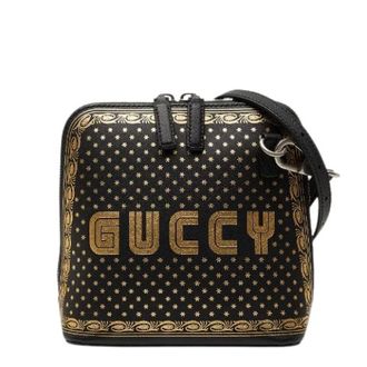 Gucci Sac bandouli&egrave;re en cuir Guccy doccasion - Femme - Pre-owned - Noir - Taille: ONE Size