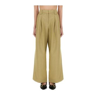 Ganni Palazzo-Hose mit Applikationen - - Trousers - Damen - Beige - S