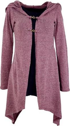 Guru Shop Guru-Boutique, Long Cardigan, Manteau Tricoté à Large Capuchon, Rose Antique, Ducoton, Size:S / M (38), Cardigans et Ponchos
