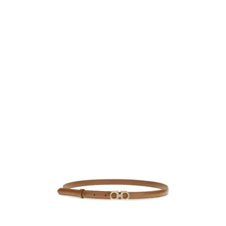 Ferragamo Womens Beige Calf Leather Bos Taurus Thin Belt