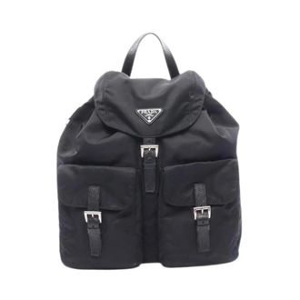 Prada Pre-owned Re-Nylon Lederrucksack - - Pre-owned - Herren - Schwarzk - ONE SIZE