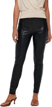 Only Damen Leder Optik PU Leggings Stretch Biker Look Hose Skinny Coated Pants Gefüttert ONLJESSIE Wet-Look, Farben:Schwarz, Größe:38