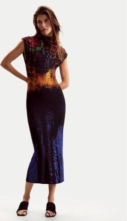 Desigual Coctailkleid Psicho Animal 26SWVK41 Bunt Slim Fit