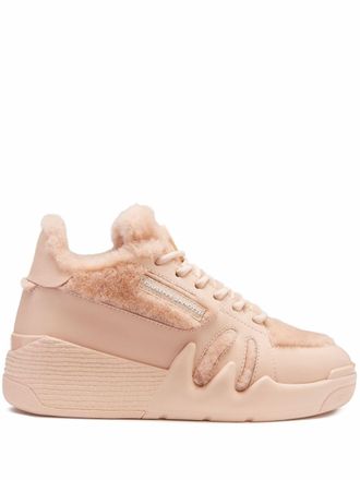 Giuseppe Zanotti baskets Talon &agrave; doublure en peau lain&eacute;e - Rose