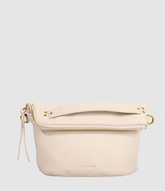 Jerome Dreyfuss Pochette Lucky Cuir &Eacute;cru Grain&eacute;