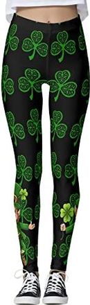 Generic Costume de St Patrick pour femme - Legging doux et doux pour la Saint-Patrick - Trèfle irlandais - Collants de gym et de yoga - Trèfle de Noël - Taill