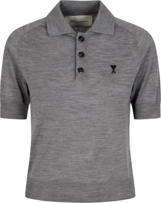 Ami Femme, Tops, Gris, Taille: 36 FR Polo Ami de Coeur