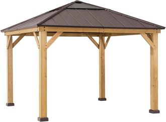 Sunjoy Direct Sunjoy - Tonnelle en cèdre pirin marron - 336cm x 336cm