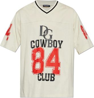 Dolce & Gabbana Homme, Tops, Beige, Taille: XL Logo T-Shirt