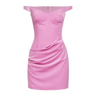 Alex Perry Schulterfreies- Mini-Kleid aus Samt mit Drapierung - - Dresses - Damen - Rosa - M