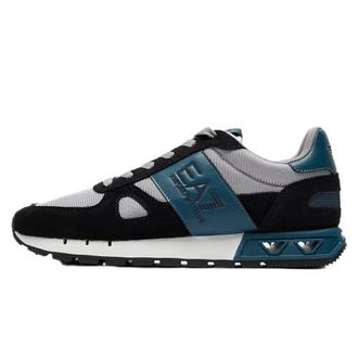 Emporio Armani Emporio Armani (X8X151-XK354-T519) Baskets pour homme Noir/gris/turquoise, l&eacute;g&egrave;res, &eacute;l&eacute;gantes, confortables, d&eacute;contract&eacute;es, &agrave; lacets, logo, Noir/gris/
