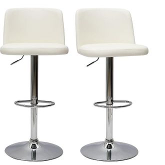 Miliboo Tabourets de bar design r&eacute;glables blancs (lot de 2) MONTI