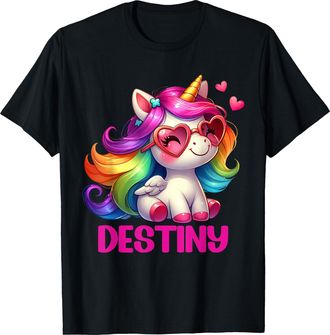 BDAZ Schicksal Personalisierter Name Buntes Einhorn Frauen M&auml;dchen T-Shirt