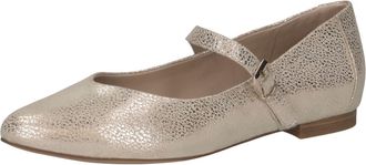 Caprice Damen Ballerinas aus Leder mit Klettverschluss, Gold (Offwh/Lt Gold), 42 EU