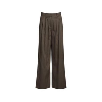 Object Pantalon large en coton et lin m&eacute;lang&eacute;