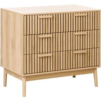 Beliani Buffet Moderne de Style Scandinave Commode 3 Tiroirs Salon Chambre à Coucher Bois Clair Lynwood