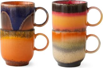 HKliving Mugs en c&eacute;ramique Brazil - 70s Ceramics - Set de 4 HKliving