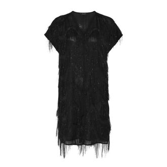 Bruuns Bazaar Schwarzes Fransenkleid - - Dresses - Damen - Schwarzk - S