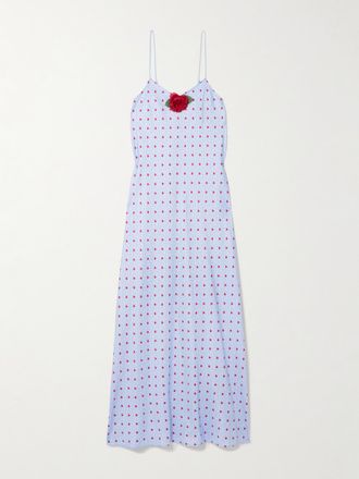 Rodarte Maxikleid Aus Bedrucktem Seiden-twill Mit Applikation - Lila