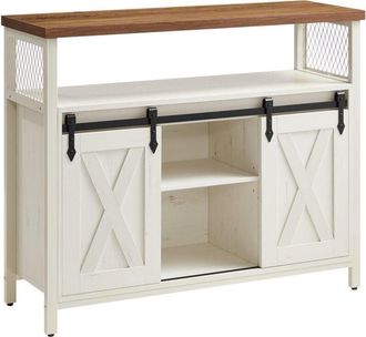 Vasagle Vasagle - Meuble de Rangement, Buffet Cuisine, Commode, avec 2 Portes Coulissantes, 33 x 100 x 80 cm, Étagères Réglables, pour Salon, Blanc Rustique