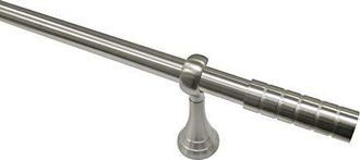 Gardinia Gardinenstangen Set Belamy 1-Lauf Ø 25 mm edelstahl-optik 160 cm, Metall, 31106