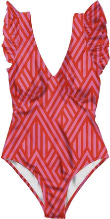 Averie Womens Swimsuit Cerise Plunge One-Piece XS-3XL Recycled Fabric