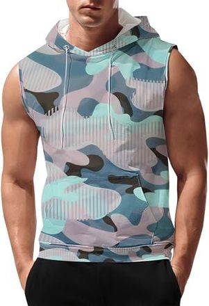 Generic Sweat &agrave; capuche sans manches pour homme, camouflage sans manches, fitness, sweat &agrave; capuche, gilet dentra&icirc;nement, sweat &agrave; capuche, sport, t-shirt muscu